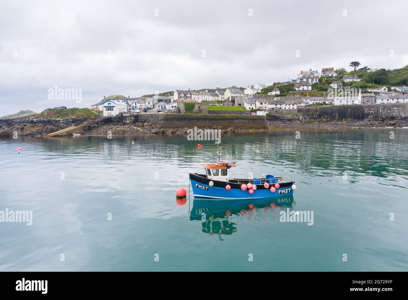 COVERACK, CORNWALL, UK - JUNE 24, 2021. A traditional Cornish fishing ...