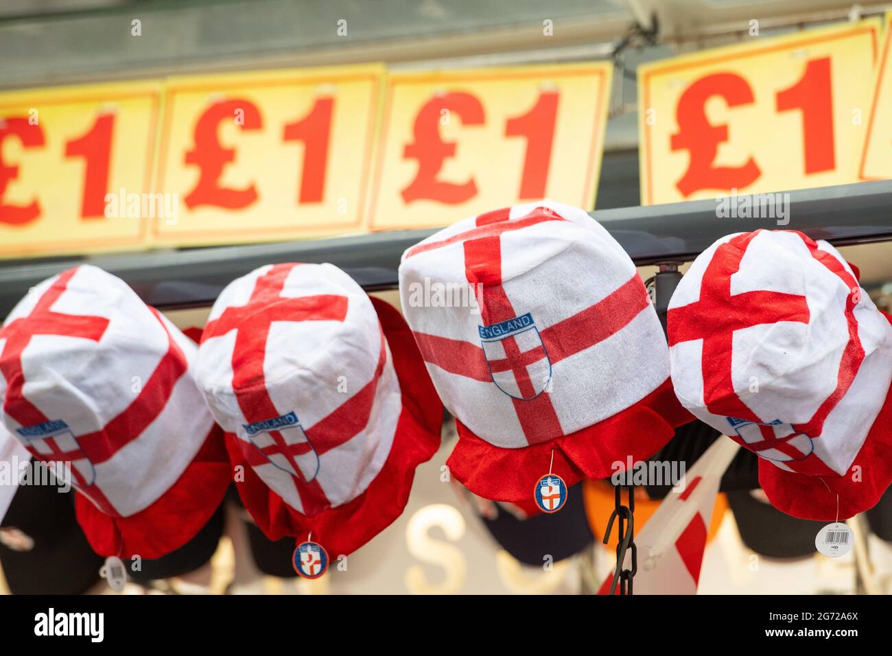 England hats for sale at a stall on Oxford Street, London, ahead of the ...