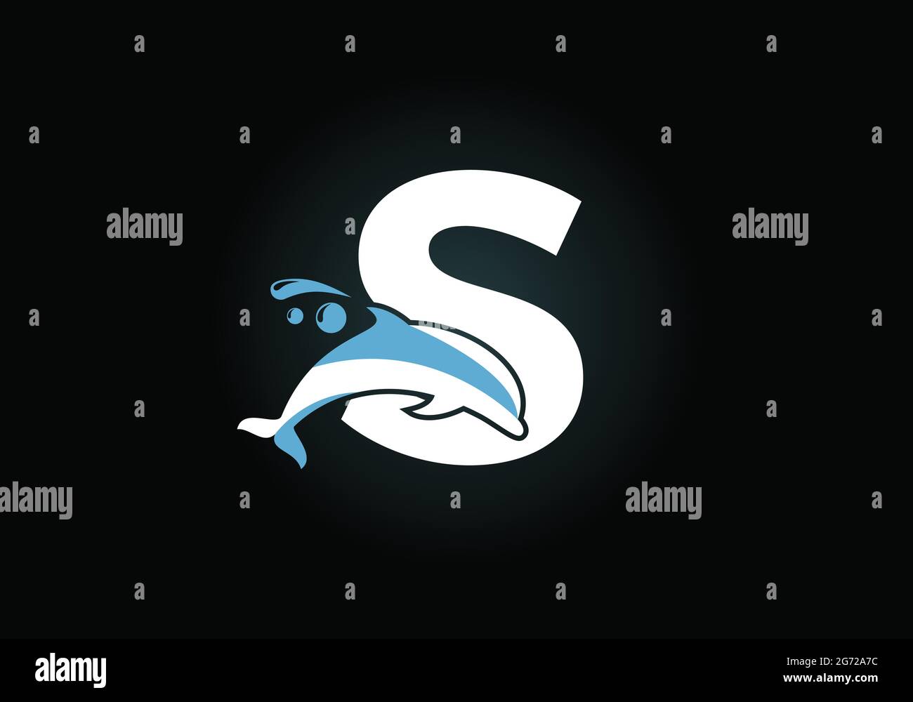 Initial S monogram letter alphabet with a Dolphin logo design. Water ...