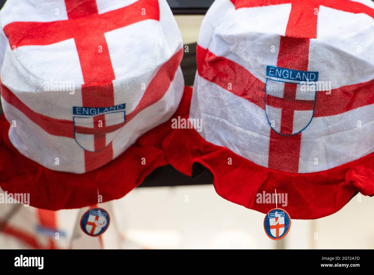 England merchandise for sale at a stall on Oxford Street, London, ahead ...