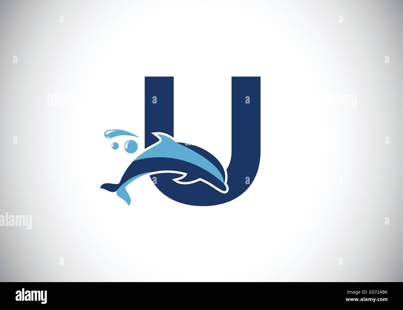 Initial U monogram letter alphabet with a Dolphin logo design. Water ...