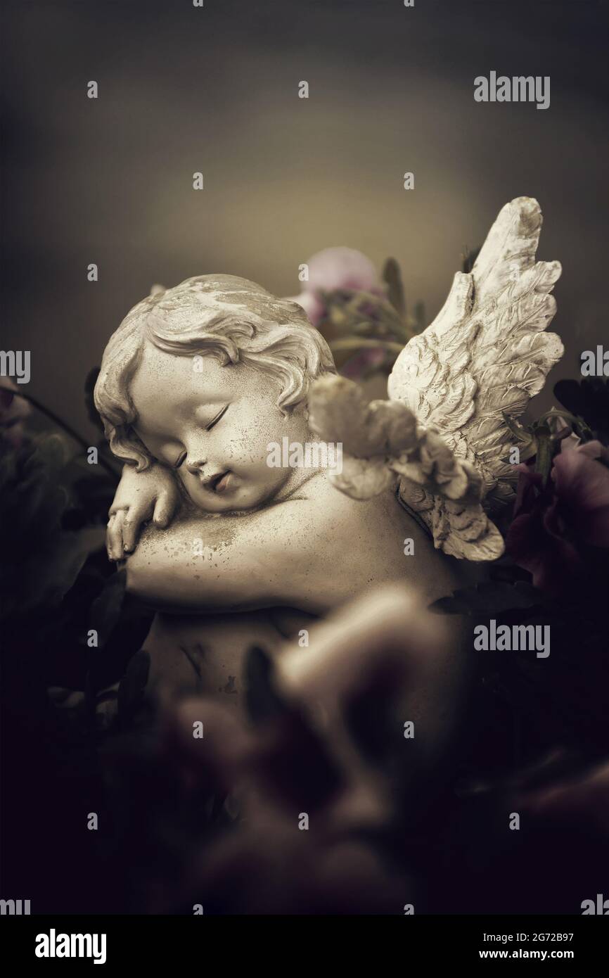 Guardian angel and spring flowers Stock Photo - Alamy