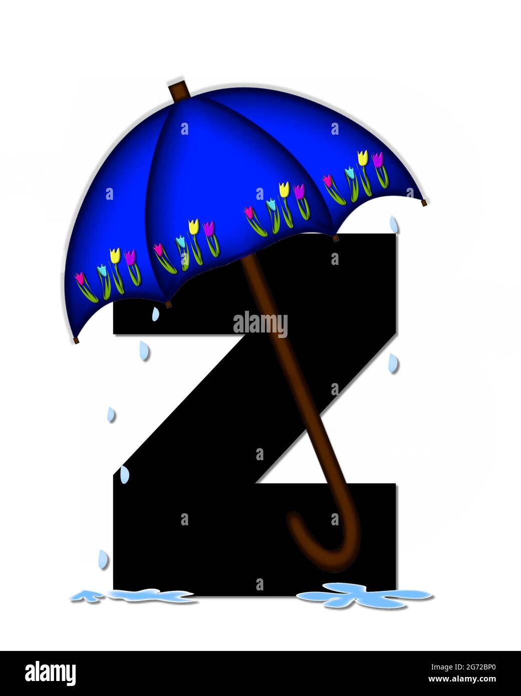 The letter Z, in the alphabet set "Alphabet April Rain," is black and ...