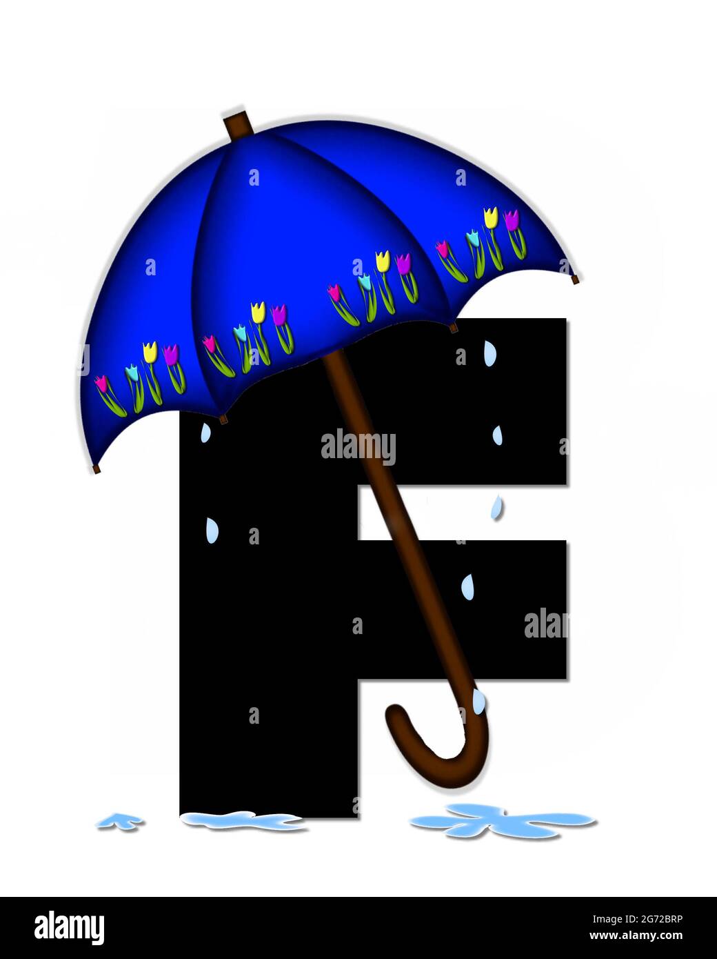 The letter F, in the alphabet set "Alphabet April Rain," is black and ...