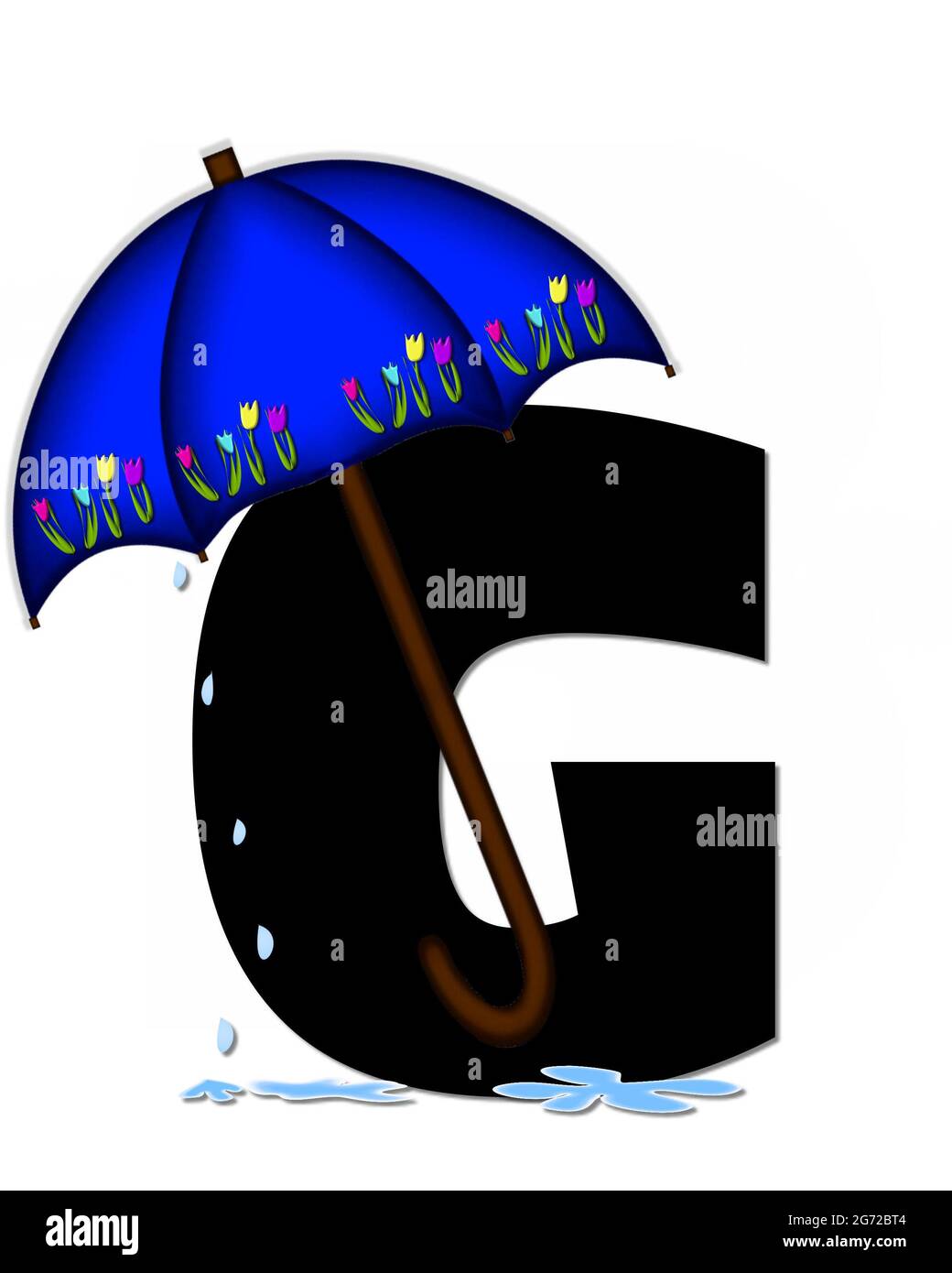 The letter G, in the alphabet set "Alphabet April Rain," is black and ...