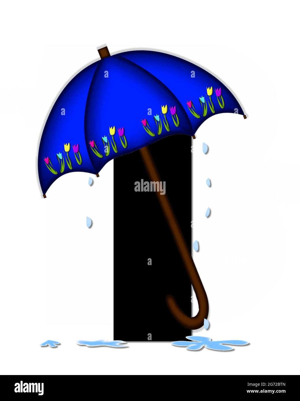 The letter I, in the alphabet set "Alphabet April Rain," is black and ...