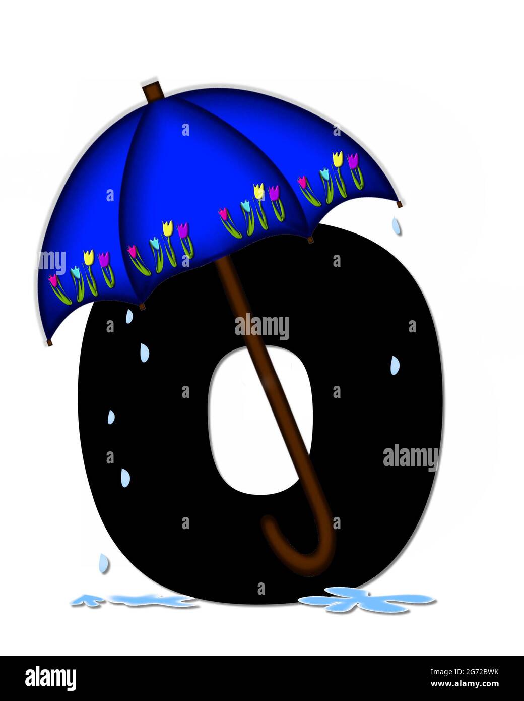 The letter O, in the alphabet set "Alphabet April Rain," is black and ...