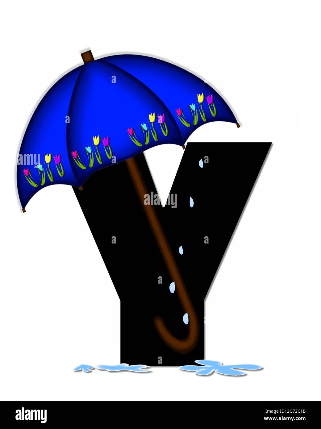 The letter Y, in the alphabet set "Alphabet April Rain," is black and ...