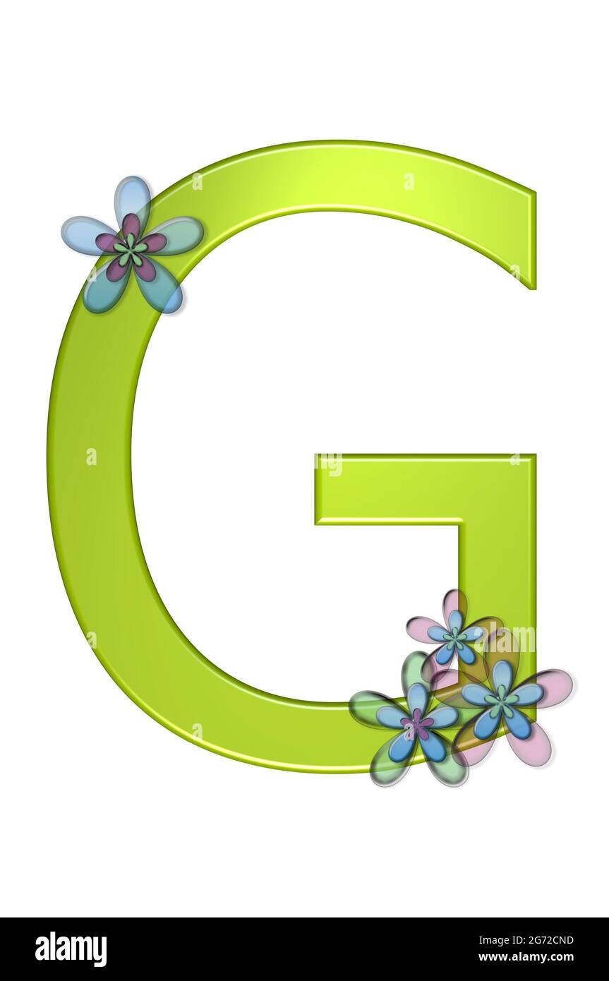 G Alphabet letter seems to be made of bright green gelatin. It is ...