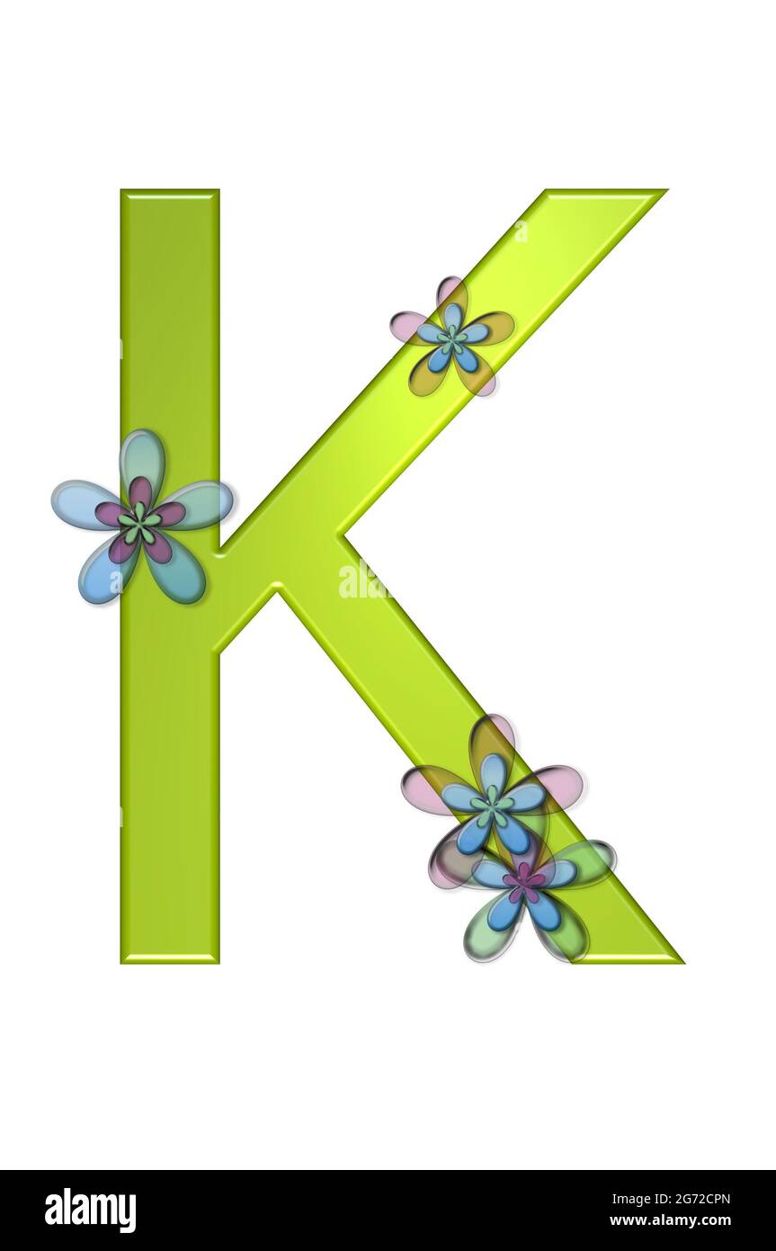 K Alphabet letter seems to be made of bright green gelatin. It is ...