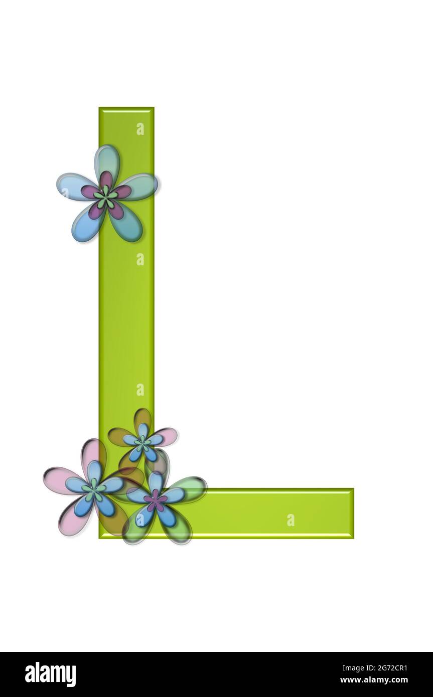 L Alphabet letter seems to be made of bright green gelatin. It is ...