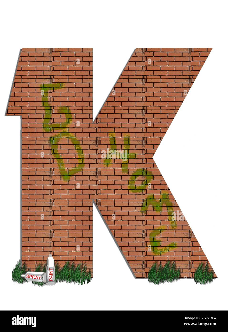 K, in the alphabet set "Street Alley", is filled with rough textured ...