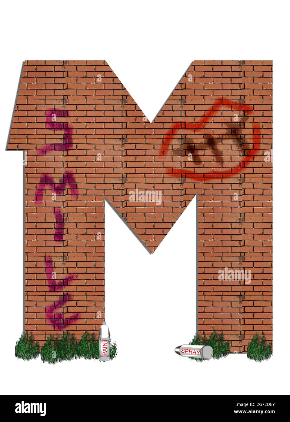 M, in the alphabet set "Street Alley", is filled with rough textured ...