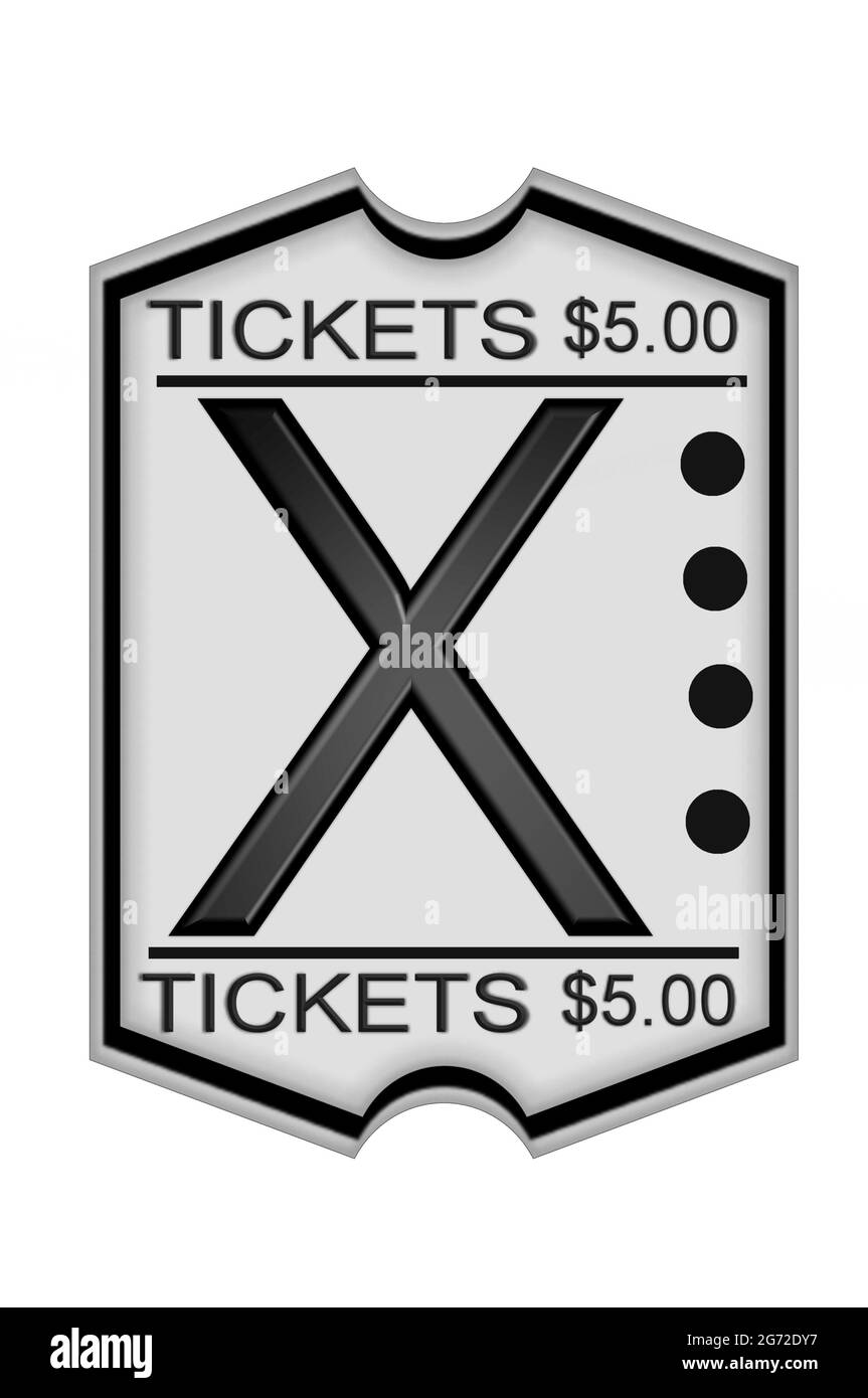 X, in the alphabet set Ticket Stub, is a black letter on a white ticket ...