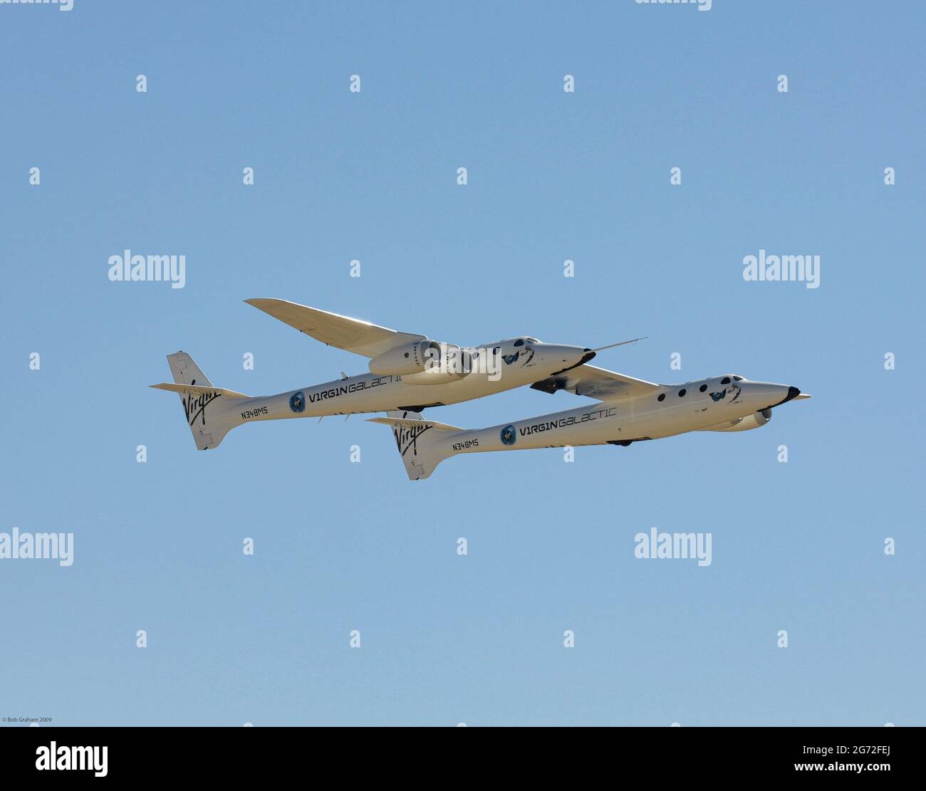 VMS Eve, AKA White Knight, in flight over Edwards Air Force Base, in ...