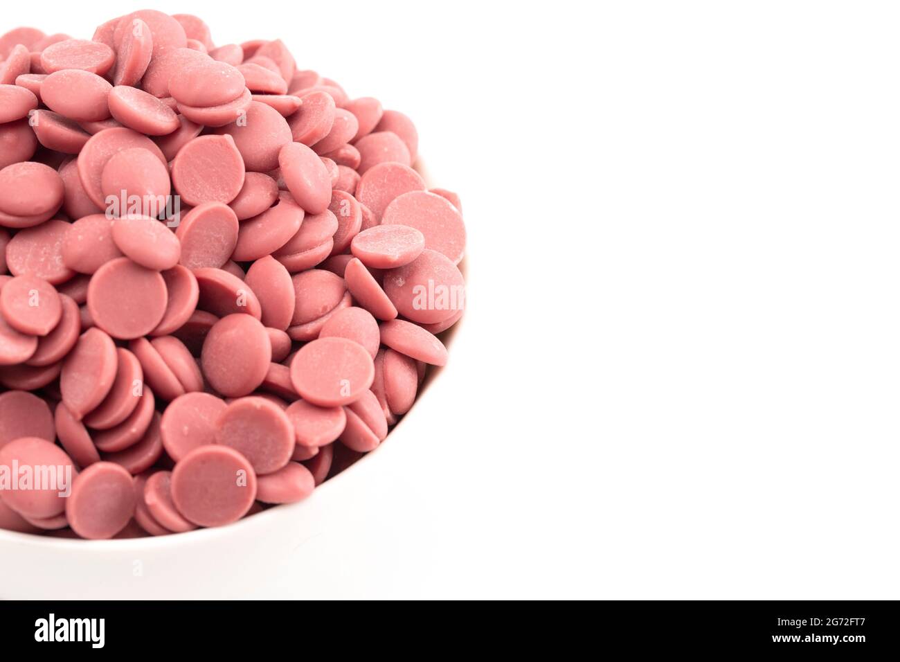 Authentic Ruby Chocolate Drops Isolated on a White Background Stock Photo - Alamy