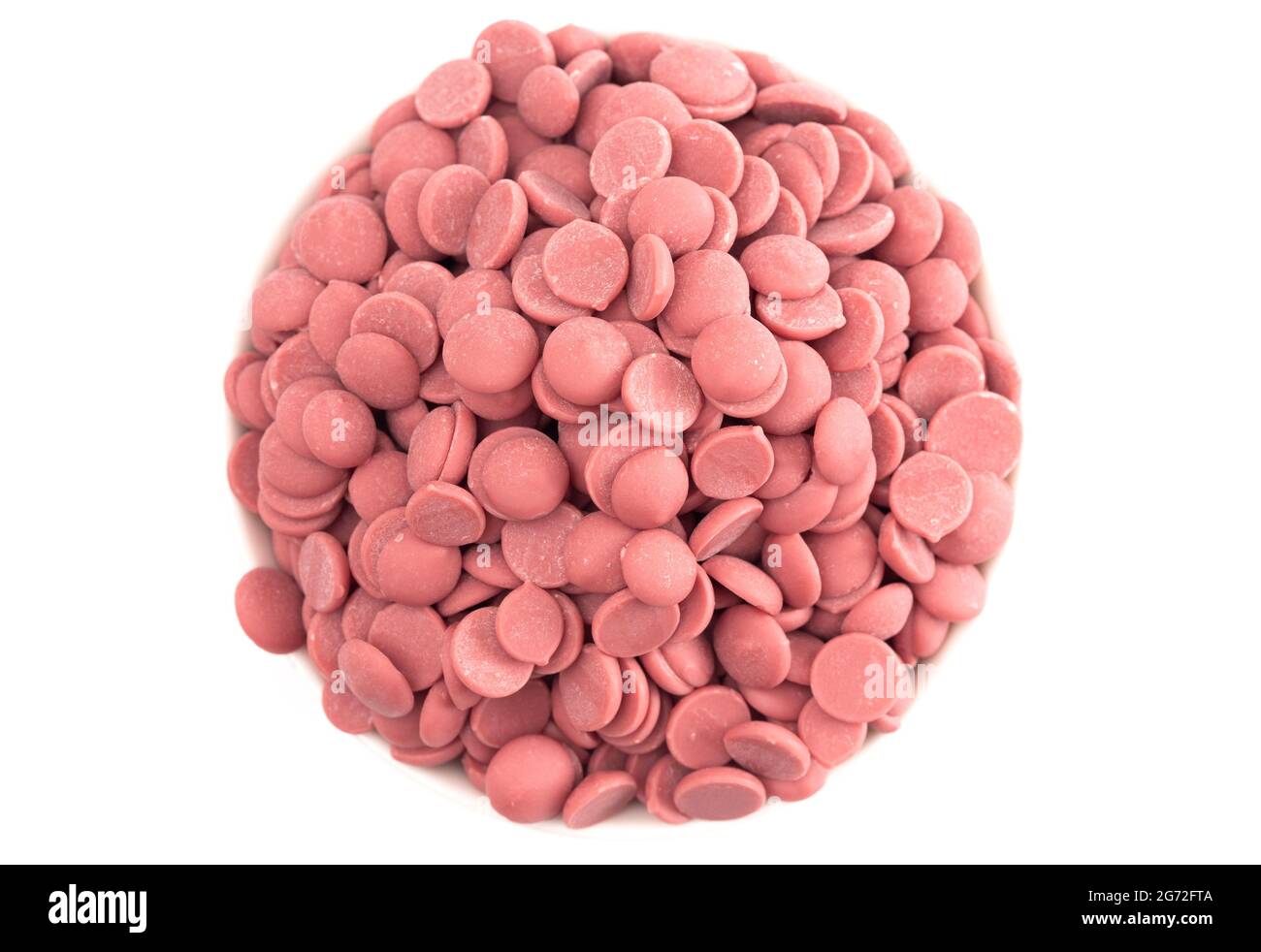 Authentic Ruby Chocolate Drops Isolated on a White Background Stock ...