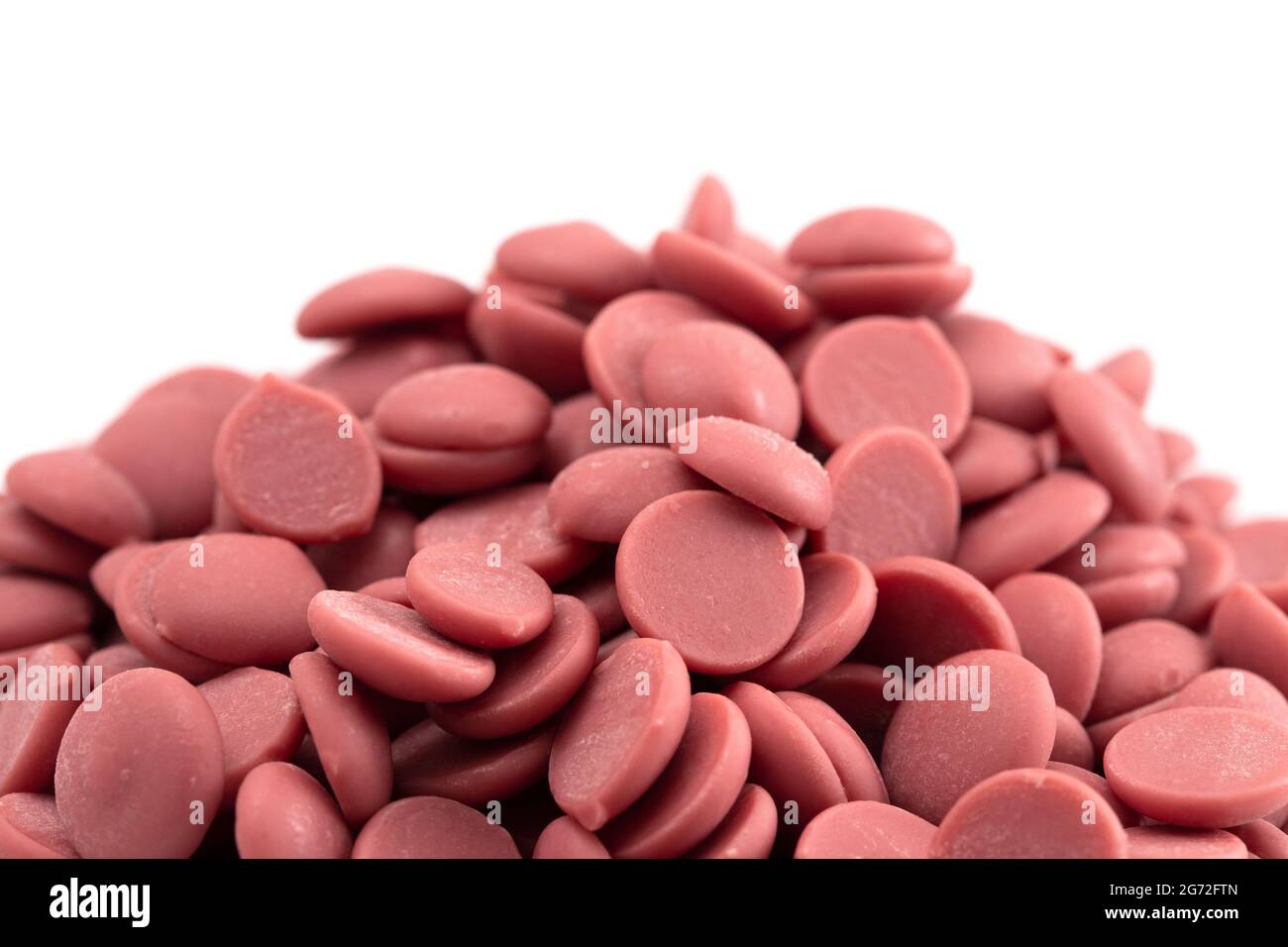 Authentic Ruby Chocolate Drops Isolated on a White Background Stock ...