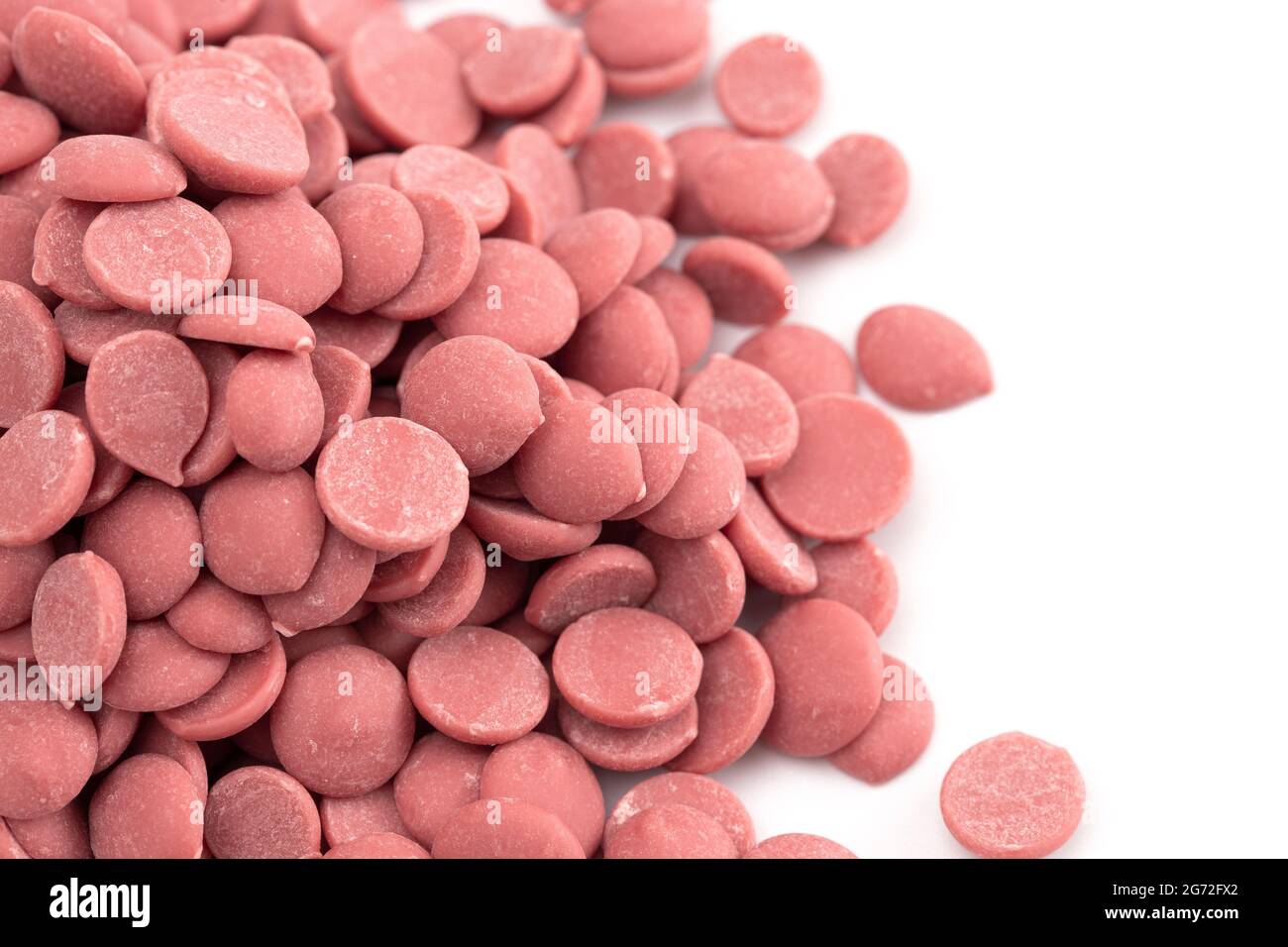 Authentic Ruby Chocolate Drops Isolated on a White Background Stock Photo - Alamy