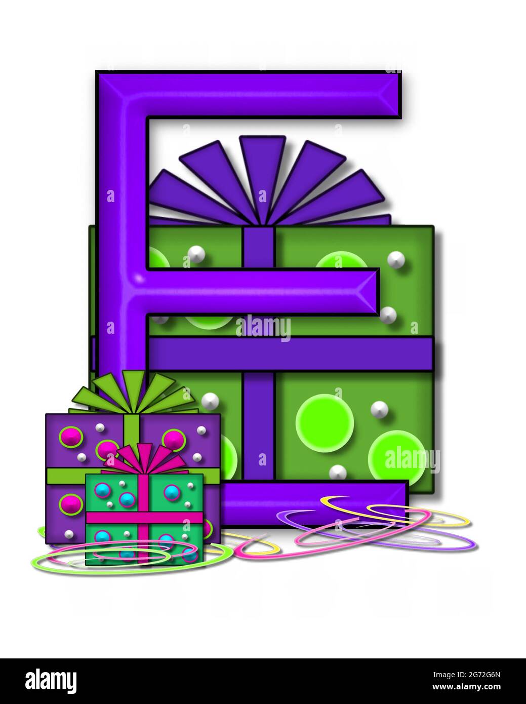 The letter E, in the alphabet set Boxes and Bows, is 3D purple and ...