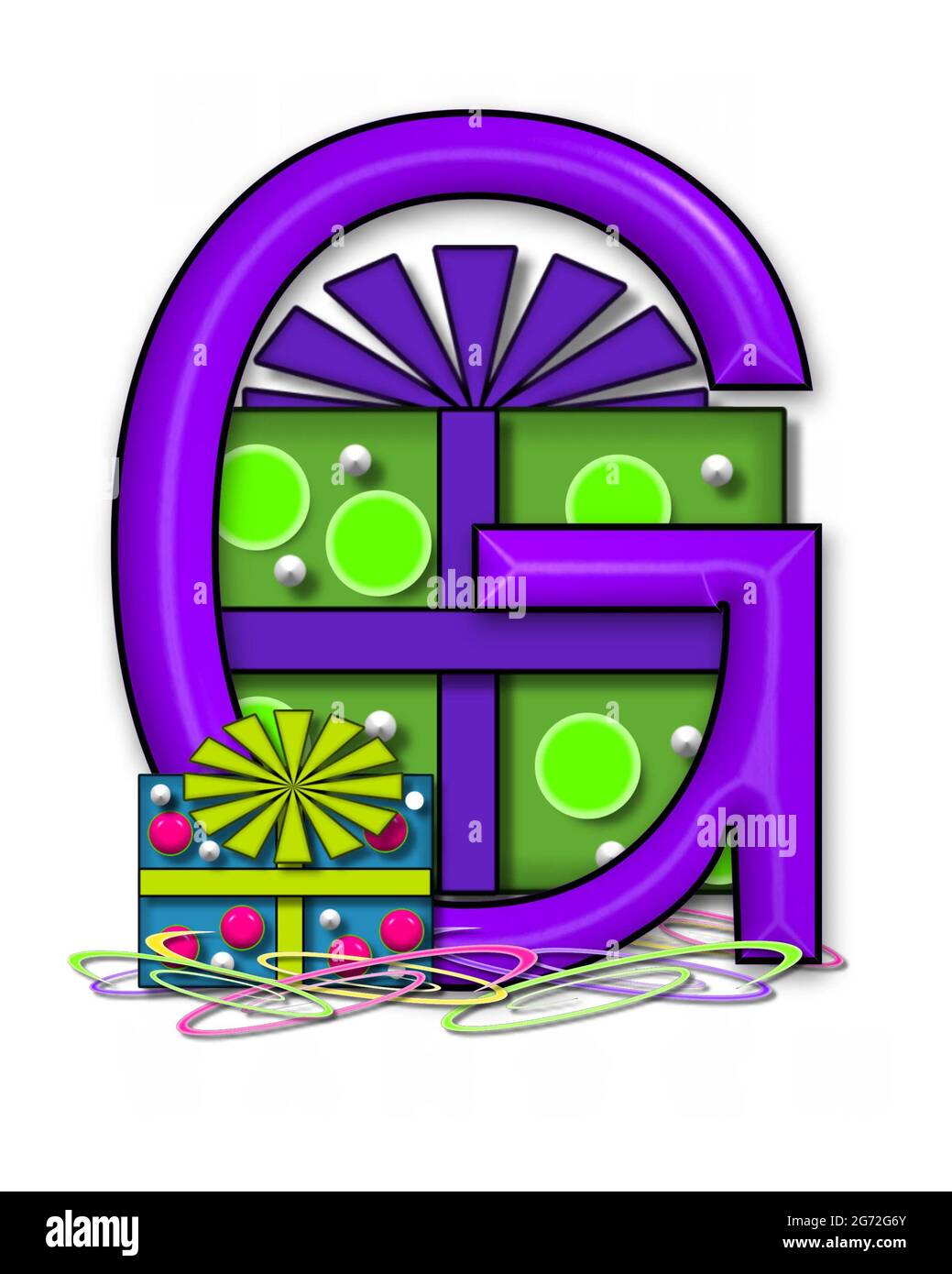 The letter G, in the alphabet set Boxes and Bows, is 3D purple and ...