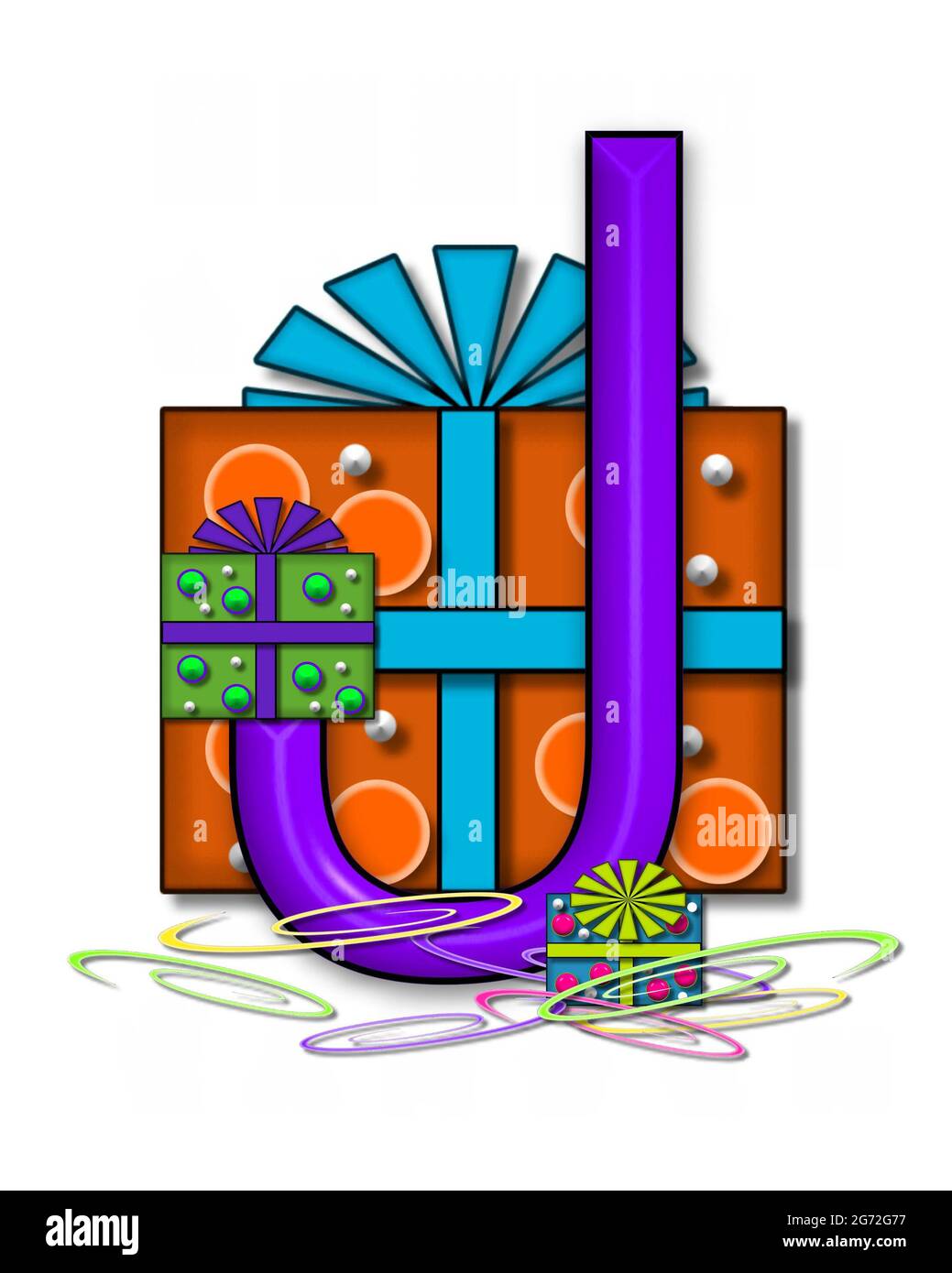 The Letter J In The Alphabet Set Boxes And Bows Is 3D Purple And the-letter-j-in-the-alphabet-set-boxes-and-bows-is-3d-purple-and