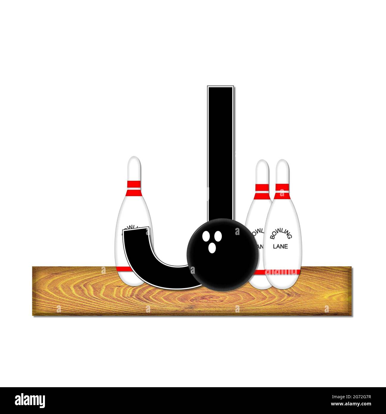 The letter J, in the alphabet set "Bowling", is black with white border ...