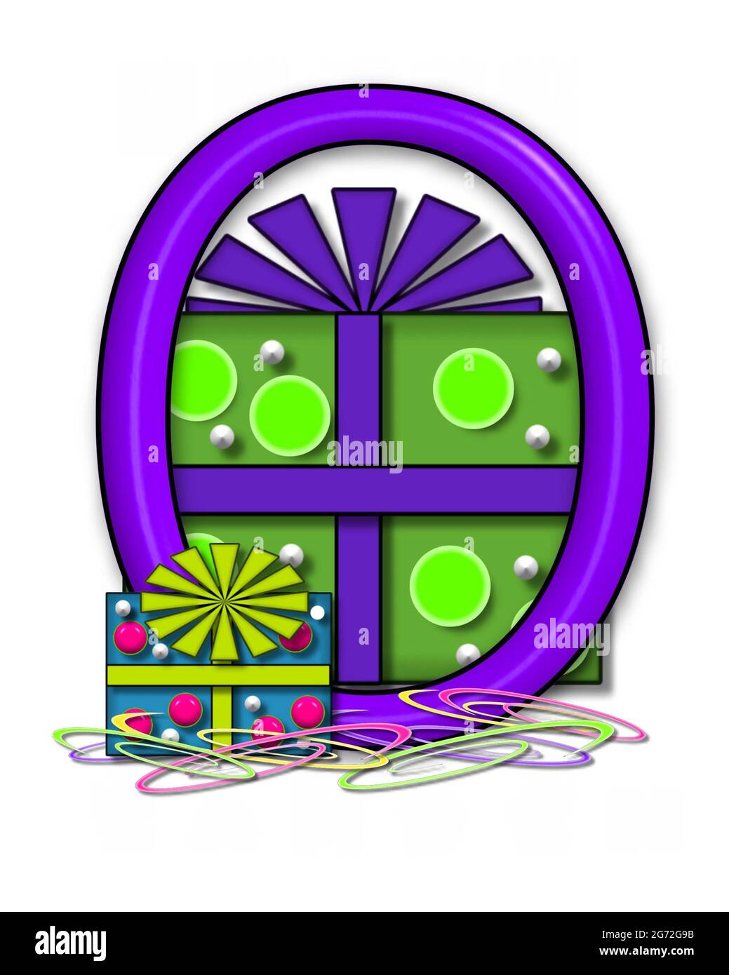 The letter O, in the alphabet set Boxes and Bows, is 3D purple and ...