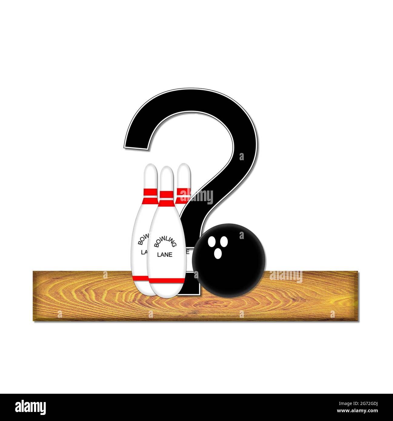 Question mark, in the alphabet set "Bowling", is black with white ...