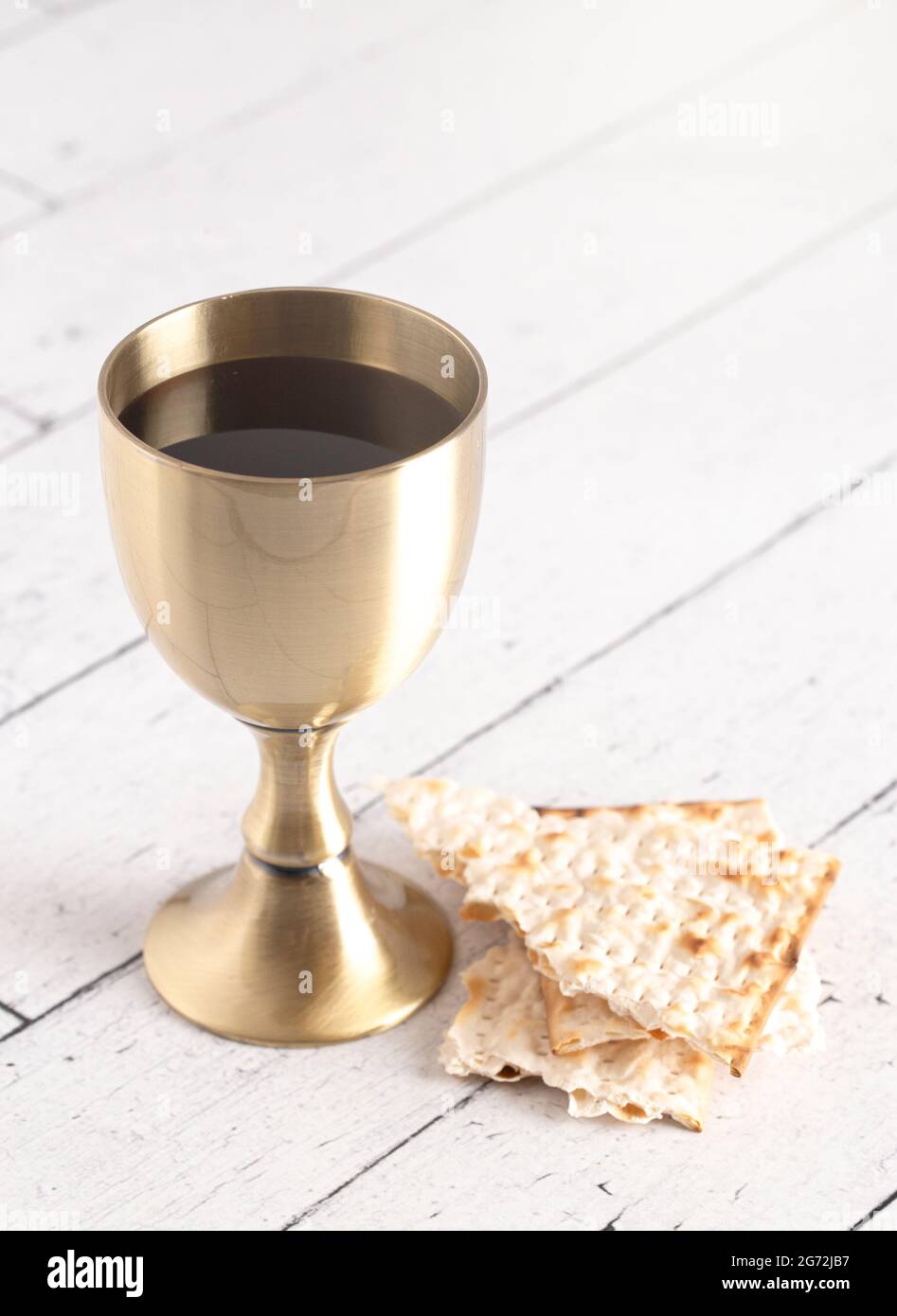 Holy Communion or the Lords Supper on a White Wooden Table Stock Photo ...