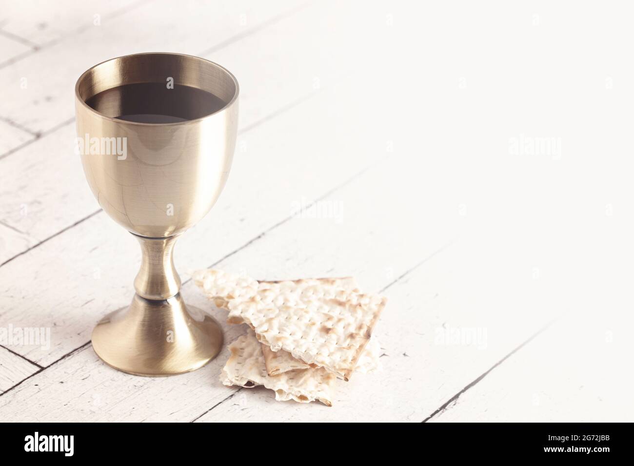 Holy Communion or the Lords Supper on a White Wooden Table Stock Photo ...