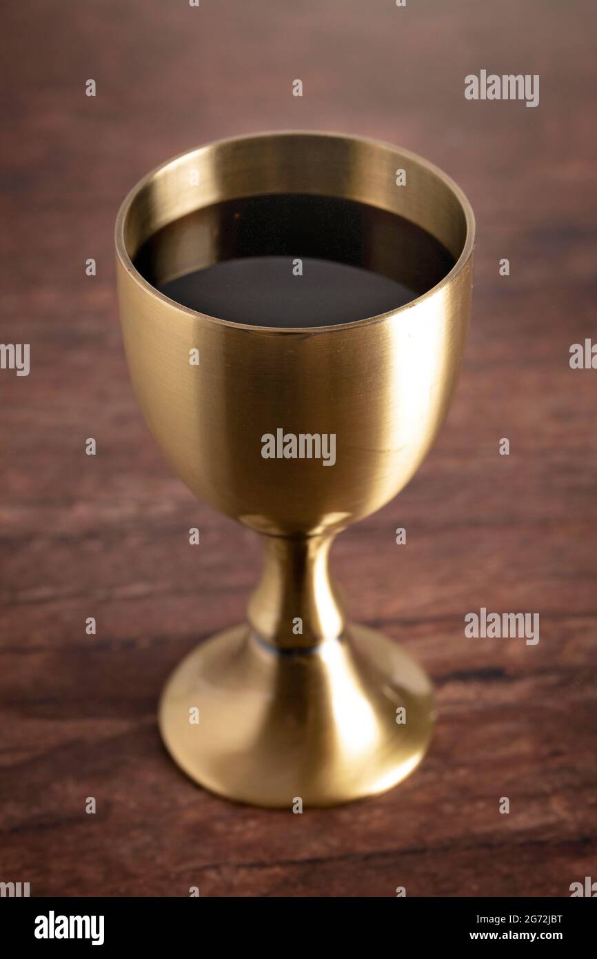 The Wine for Holy Communion or the Lords Supper Prepared on a Dark Wood ...