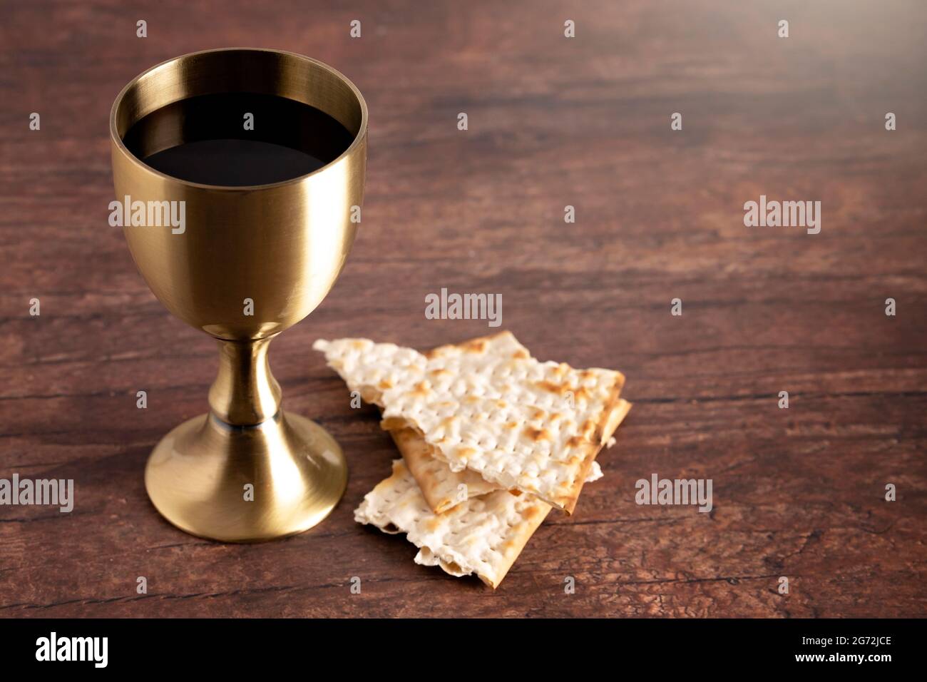 Holy Communion or the Lords Supper Prepared on a Dark Wood Table Stock ...