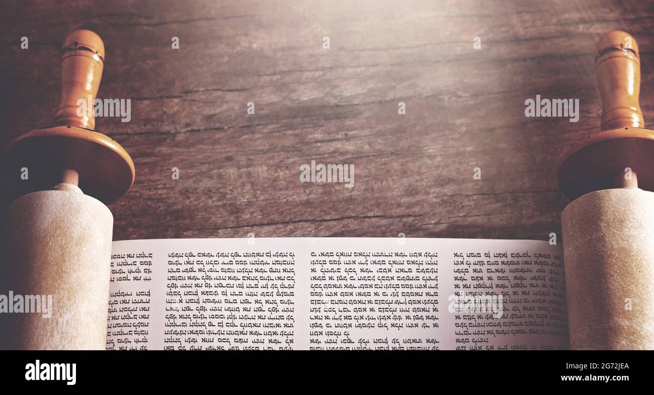 Ancient Looking Hebrew Scroll of the Torah Stock Photo - Alamy