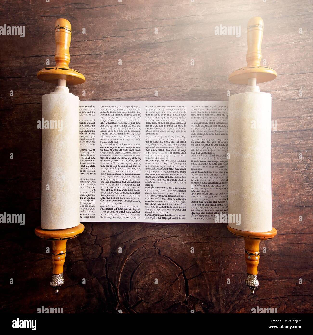 Ancient Looking Hebrew Scroll of the Torah Stock Photo - Alamy