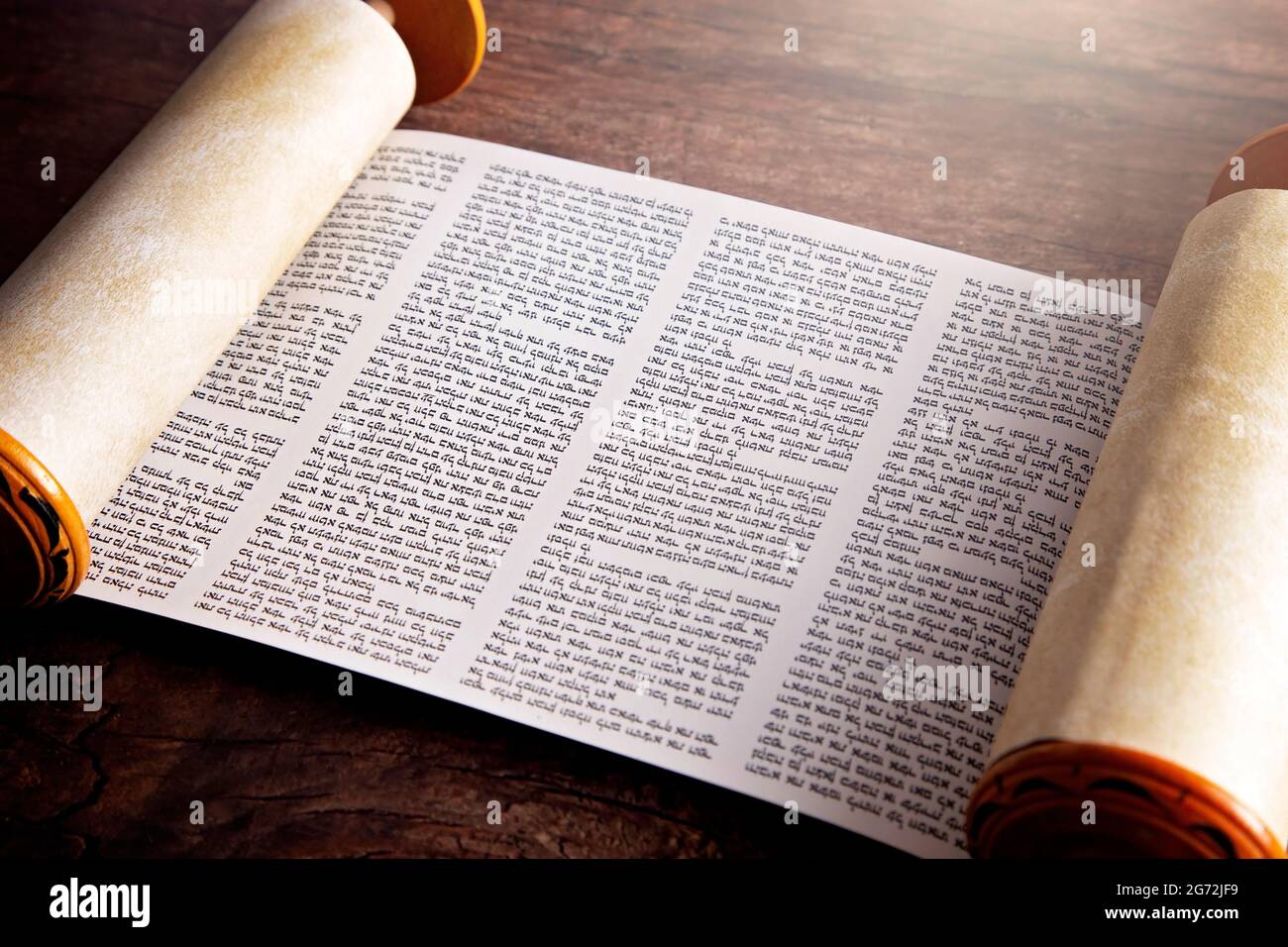 Ancient Looking Hebrew Scroll of the Torah Stock Photo - Alamy
