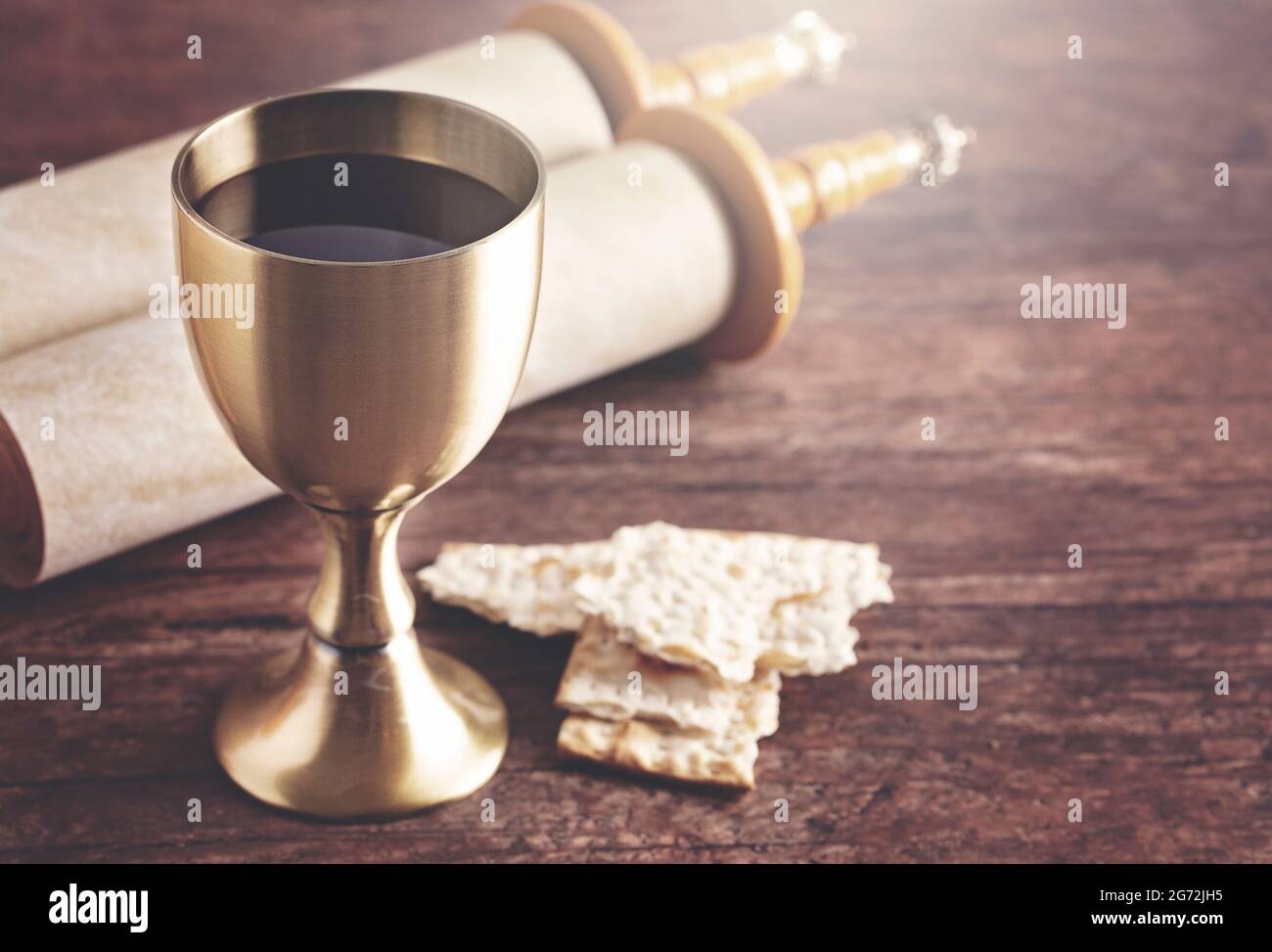 Holy Communion or the Lords Supper Prepared on a Dark Wood Table with ...