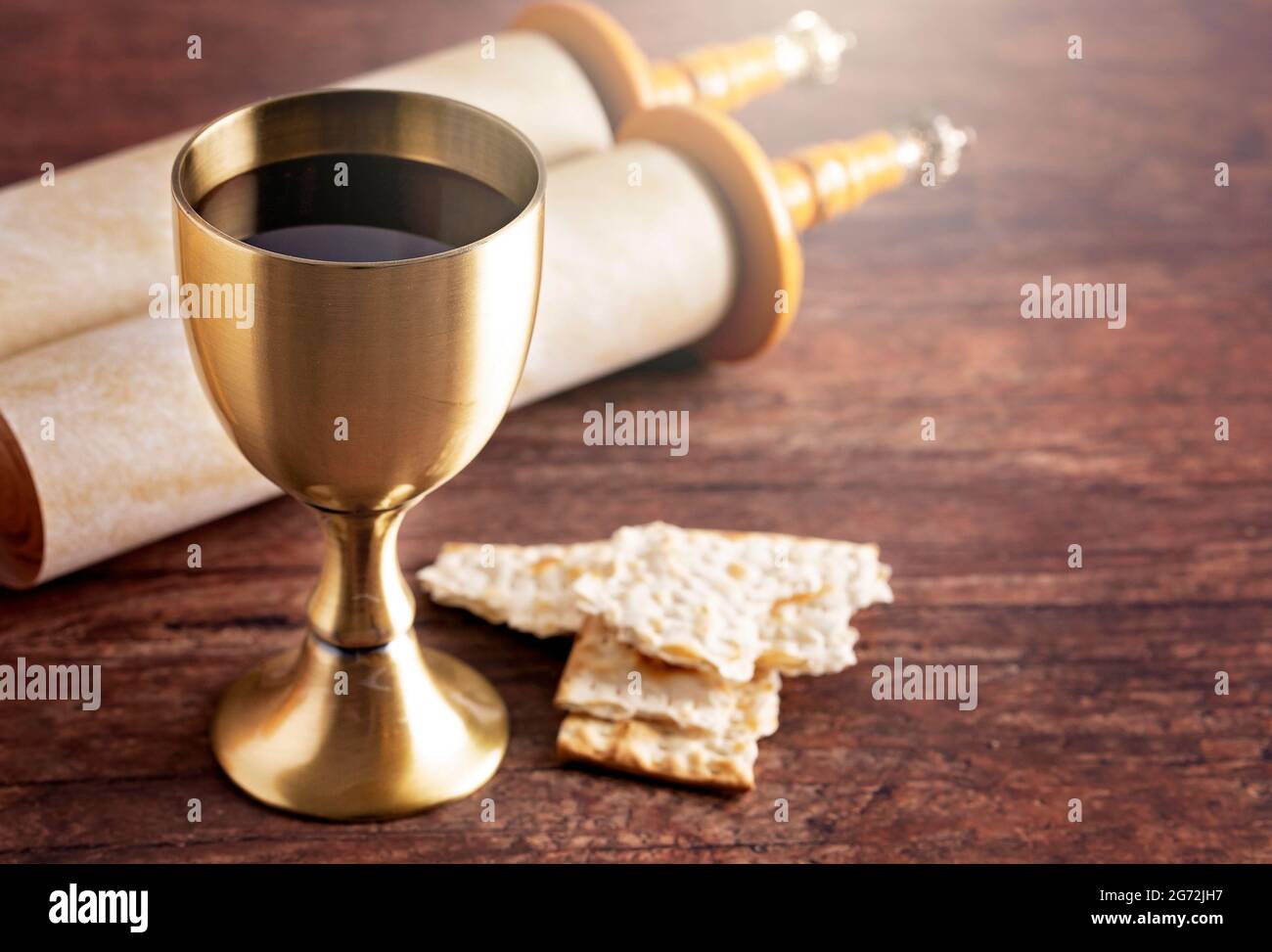 Holy Communion or the Lords Supper Prepared on a Dark Wood Table with ...