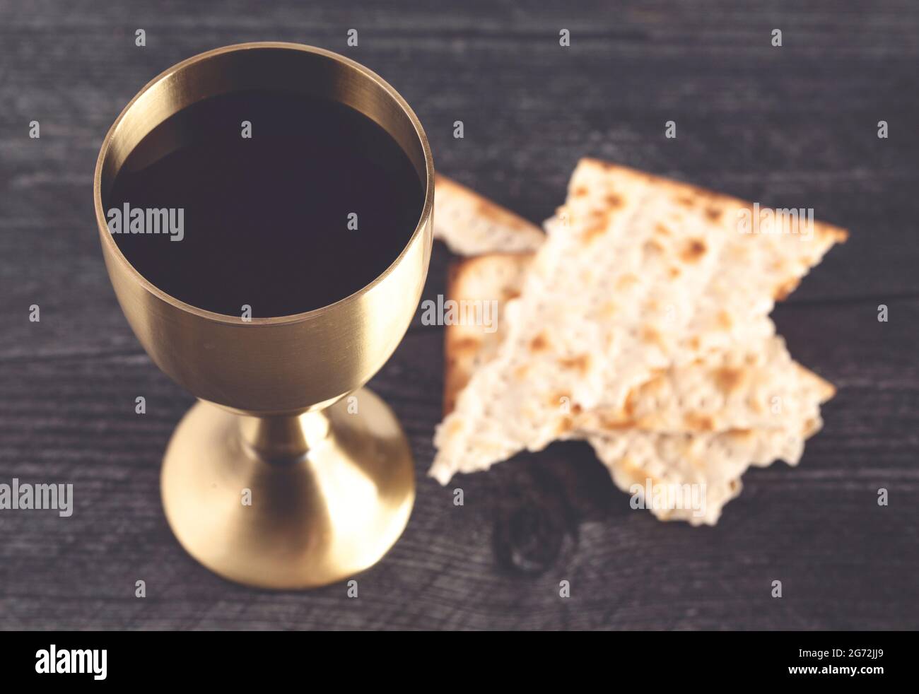 Holy Communion or the Lords Supper on a Black Wood Table Stock Photo ...