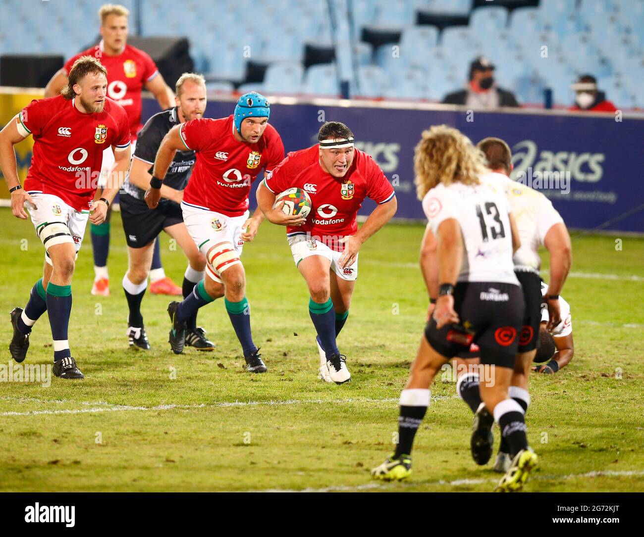 British and Irish Lions' Jamie George (centre) during the Castle Lager ...