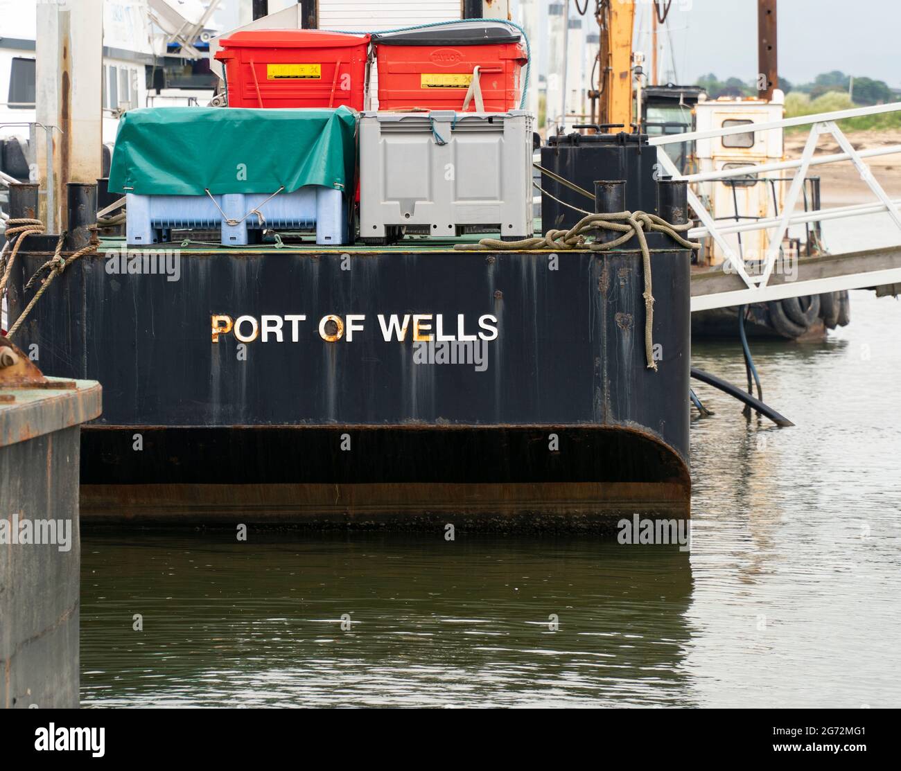 Barge loaded with containers Stock Photo - Alamy