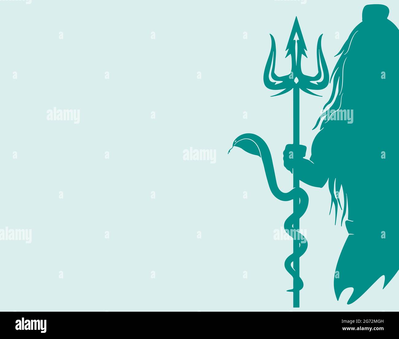 Digital illustration of the Hindu Lord Shiva silhouette on a turquoise ...