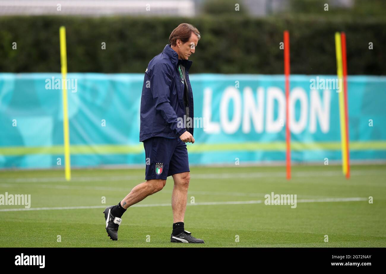 Italy manager Roberto Mancini during a training session at Tottenham ...