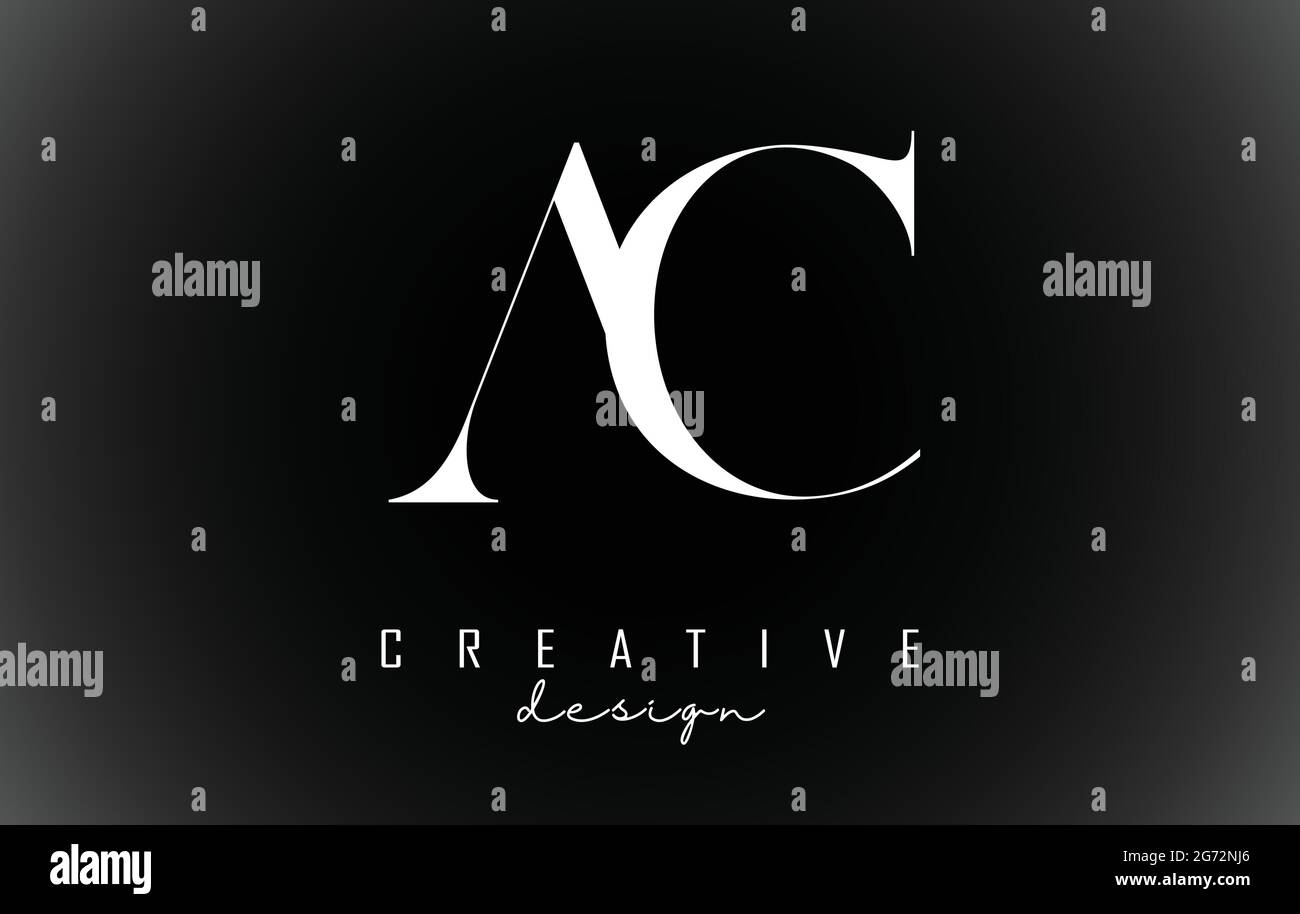 White AC a c letters design logotype concept with serif font and ...