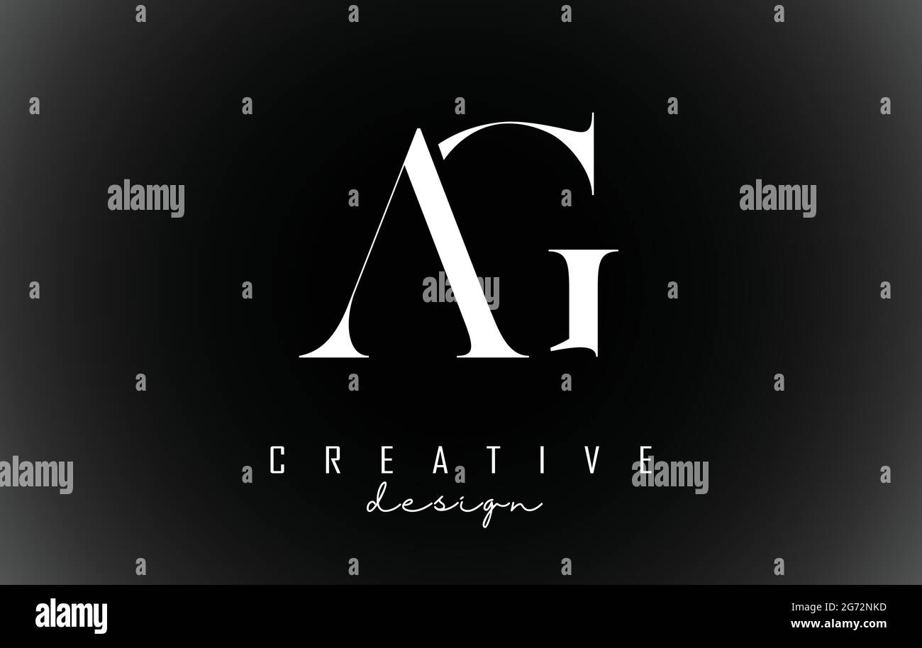 White AG a g letters design logotype concept with serif font and ...