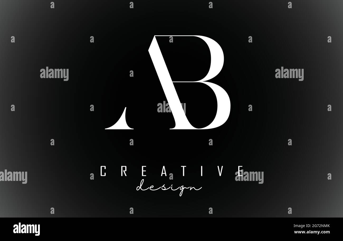 White AB a b letters design logotype concept with serif font and ...
