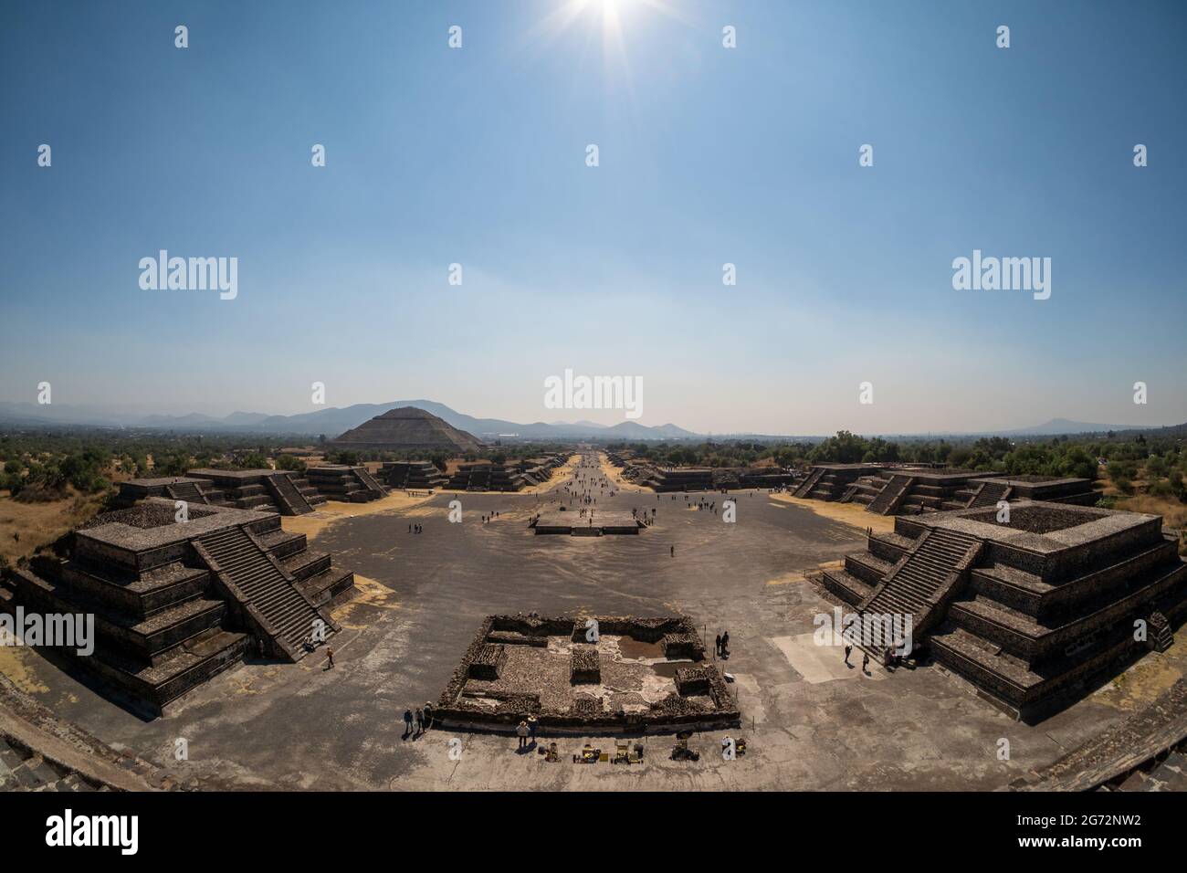 Pyramid of the Sun at the ancient Aztec city of Teotihuacan near Mexico ...