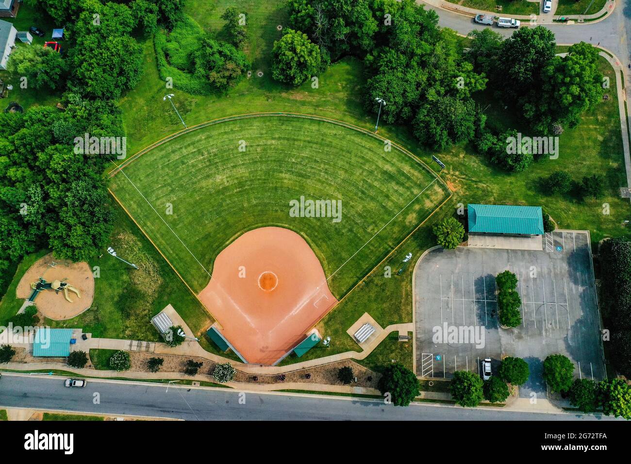 Aerial view of a baseball field in a park Stock Photo - Alamy