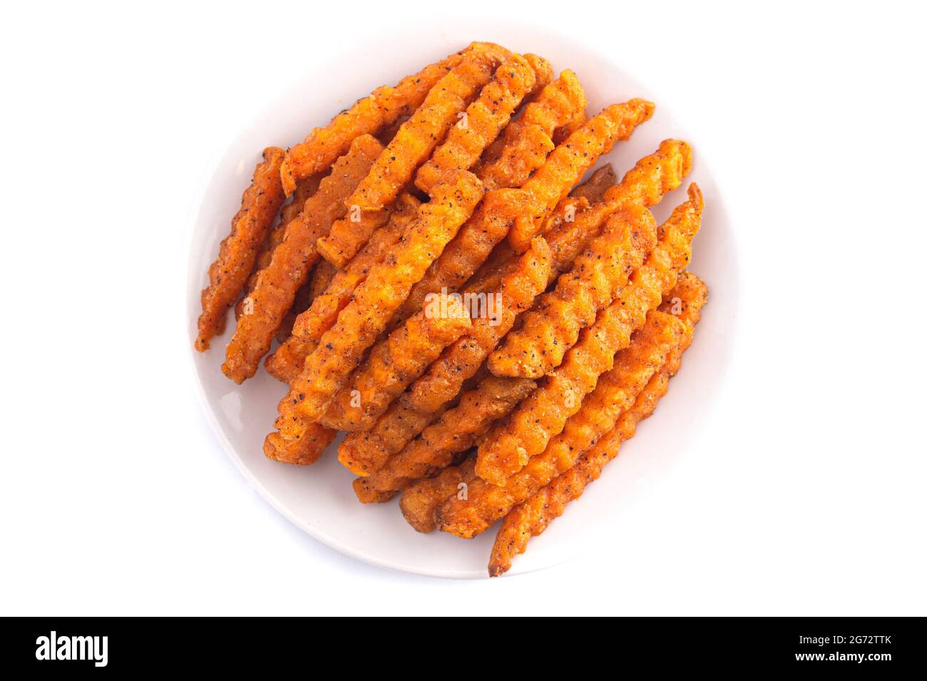 Crinkle Sweet Potatoe Fries Isolated on a White Background Stock Photo ...