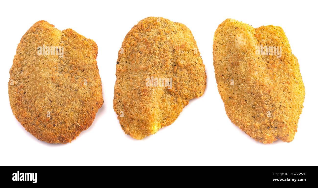 Golden Breaded Fish isolated on a White Background Stock Photo - Alamy